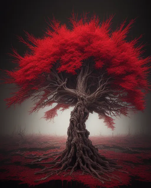 Bleeding tree, blood, intricately - Free AI Photo Generator - starryai