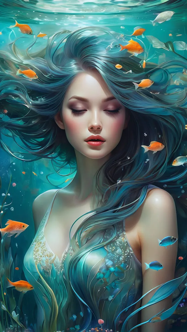 {beautiful Woman Long Entangled Hair Ai Photo Generator Starryai