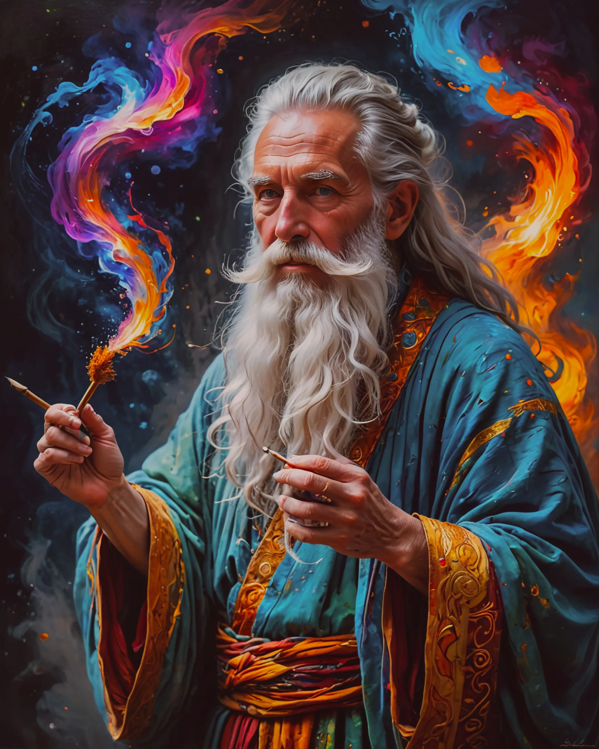 old wise man a thick white beard - Free AI Photo Generator - starryai