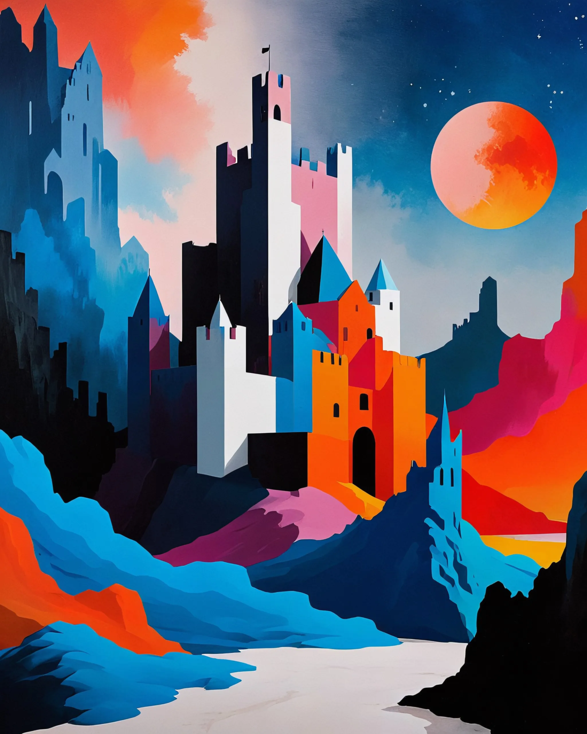 'chroma castle style Pablo Picasso - AI Photo Generator - starryai