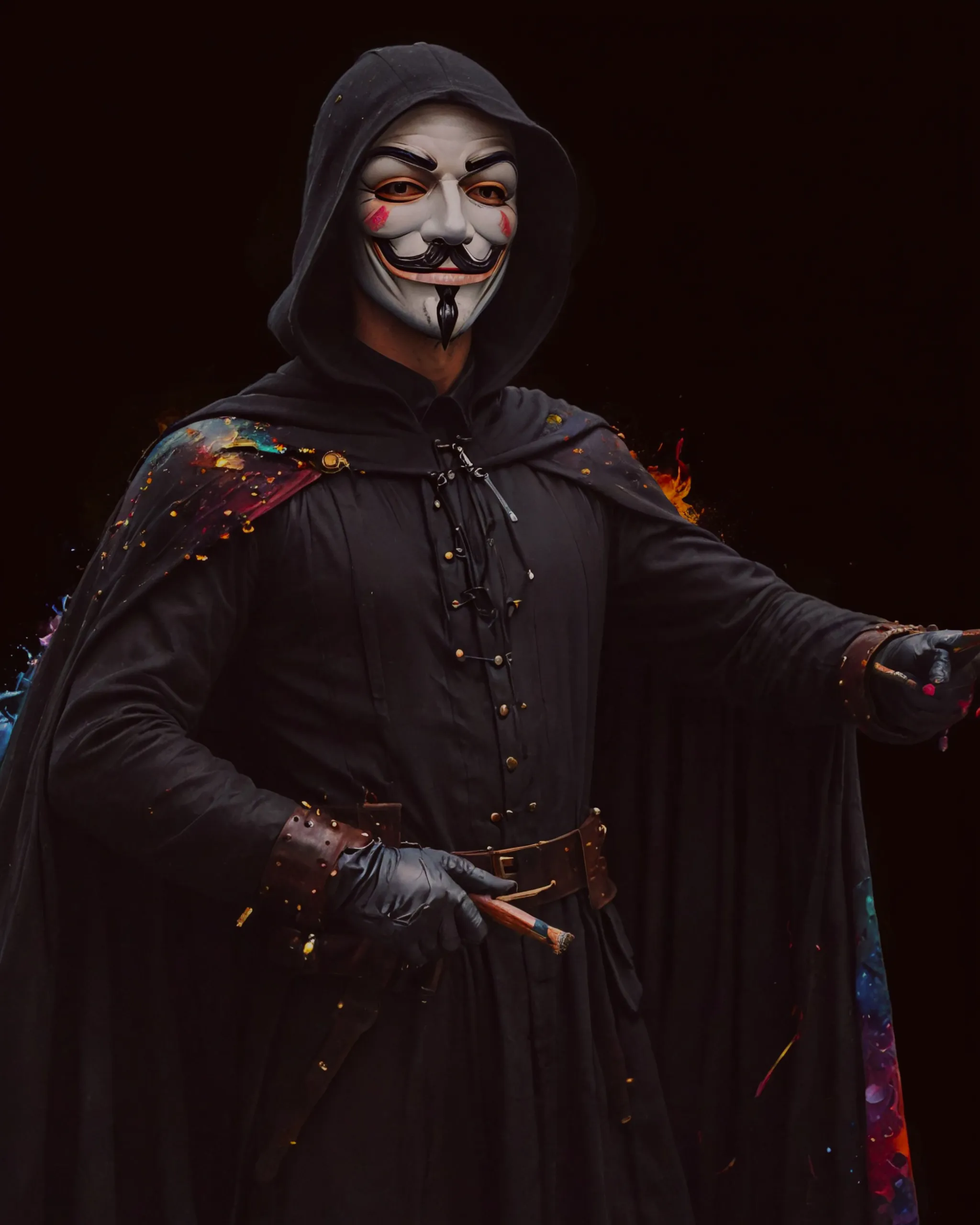 Person dressed as V Vendetta a - Free AI Photo Generator - starryai
