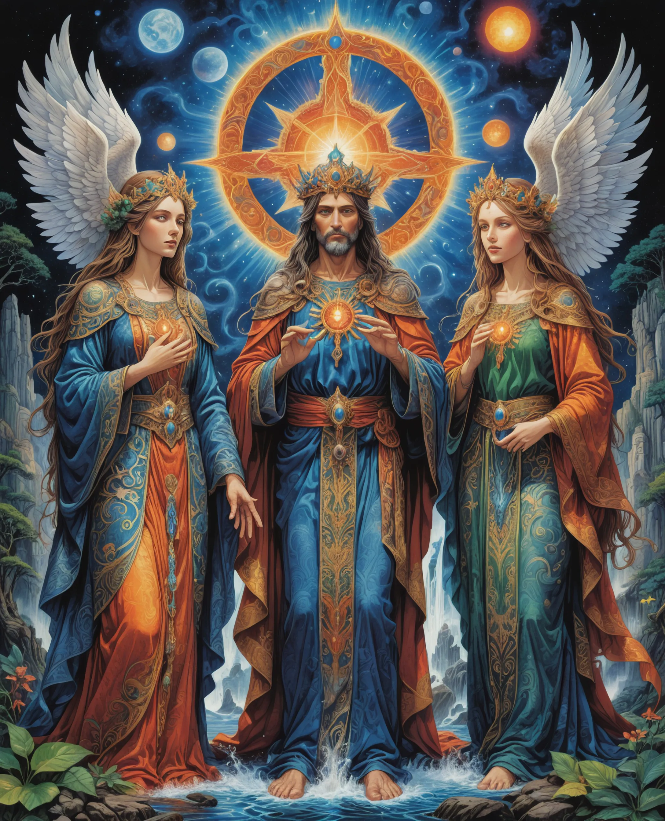 three divine creating beings holy - Free AI Photo Generator - starryai