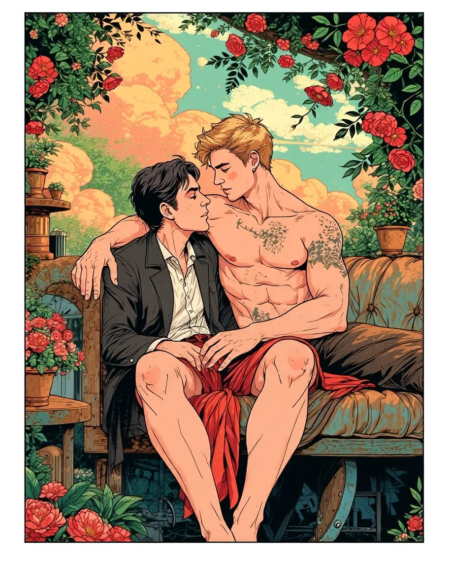 Gay Romance Comic Book Page Full Free Ai Photo Generator Starryai